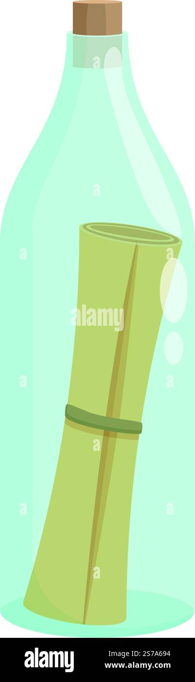 Secret message bottle icon cartoon vector. Sea letter. Paper note ...