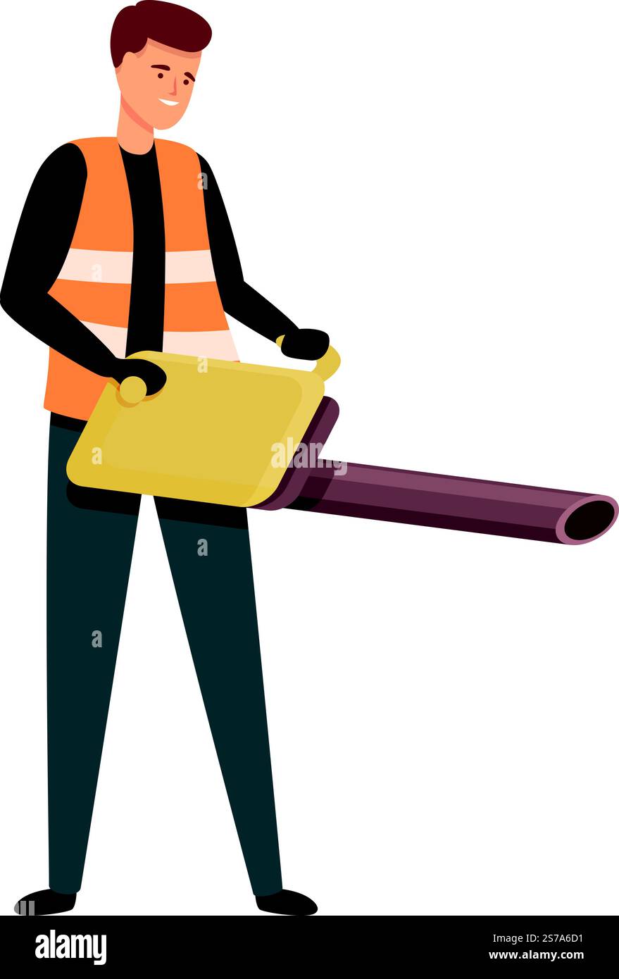 Cleaner motor tool icon cartoon vector. Street garbage. Waste janitor ...