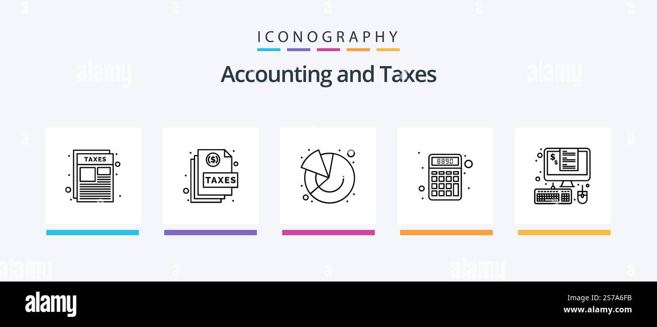 Taxes Line 5 Icon Pack Including coin. finance. piece. chart. budget ...