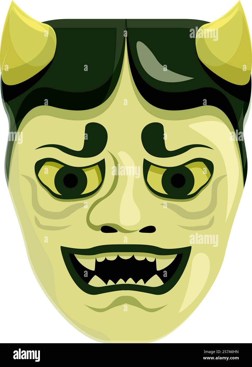 Character japan mask icon cartoon vector. Face noh. Angry god ...