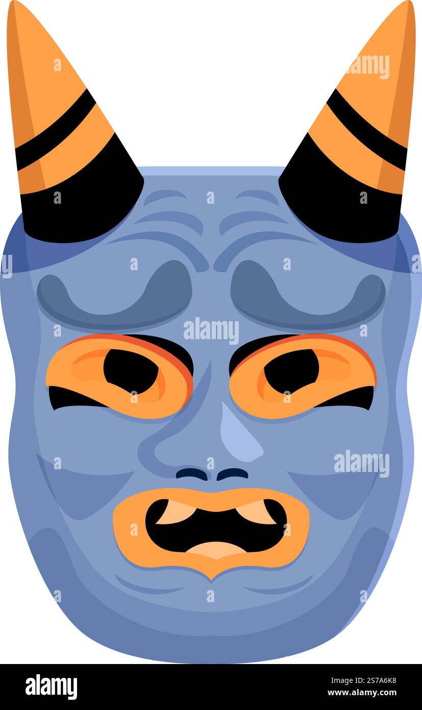 Noh mask icon cartoon vector. Japan face. Kabuki character. Noh mask ...