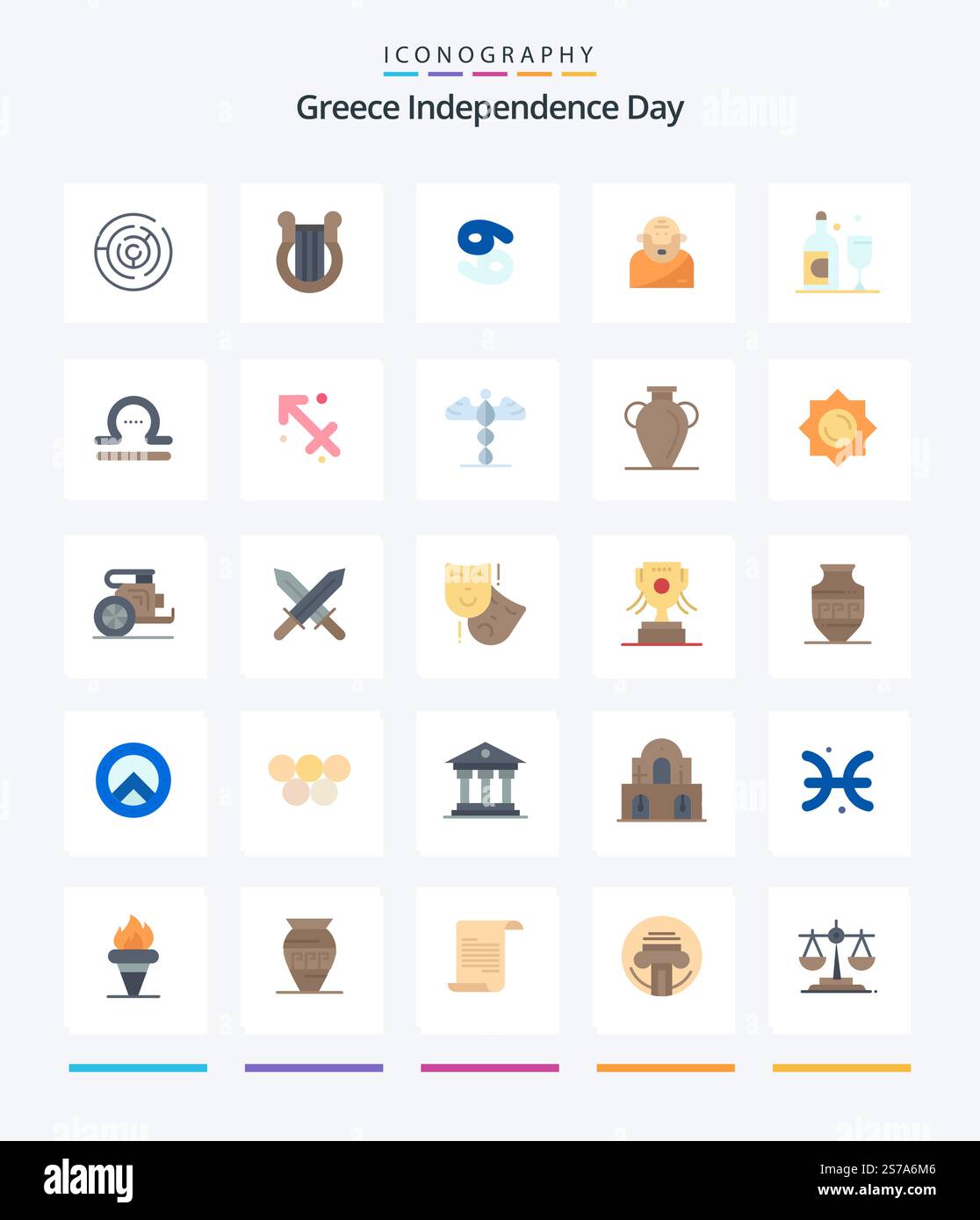 Creative Greece Independence Day 25 Flat icon pack Such As bottle ...