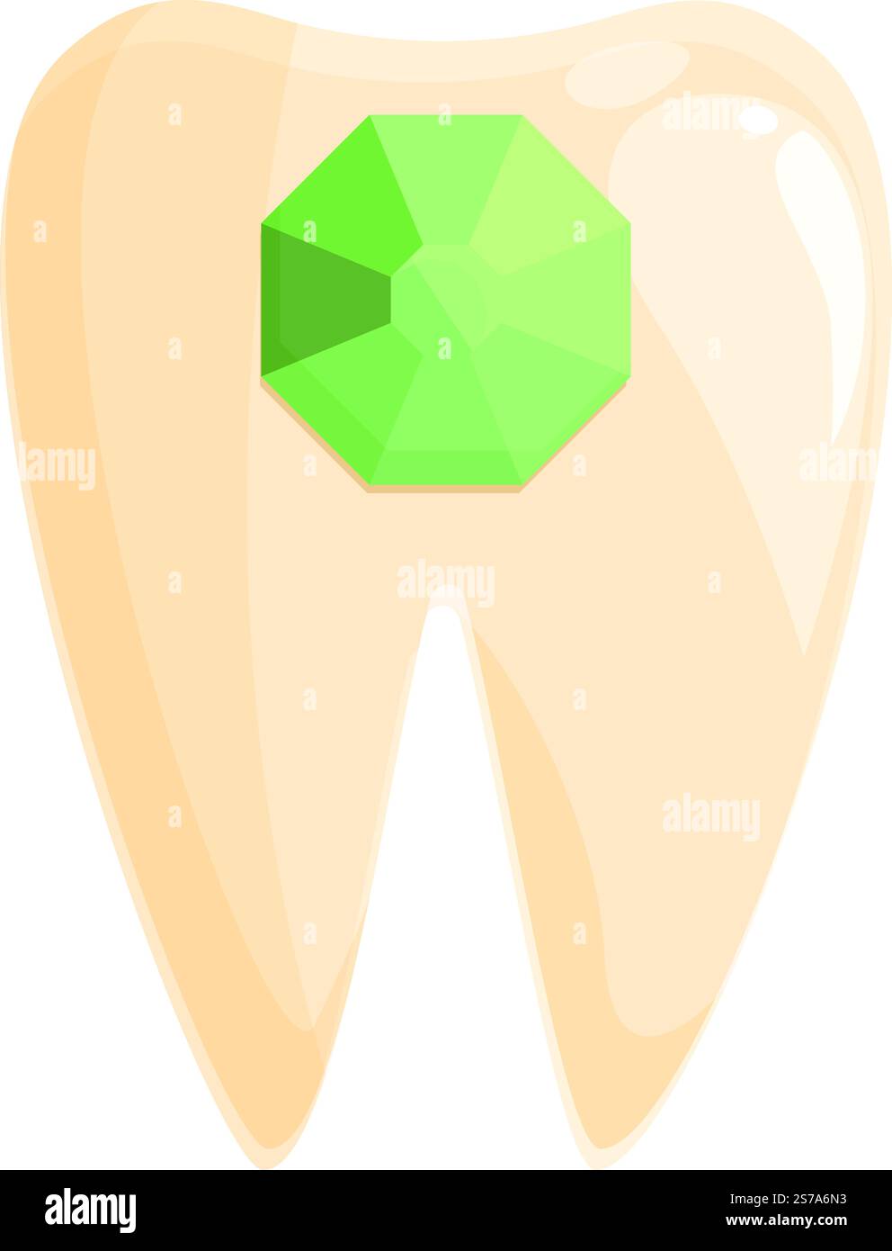 Green tooth gemstone icon cartoon vector. Dental care. Dentist clean ...