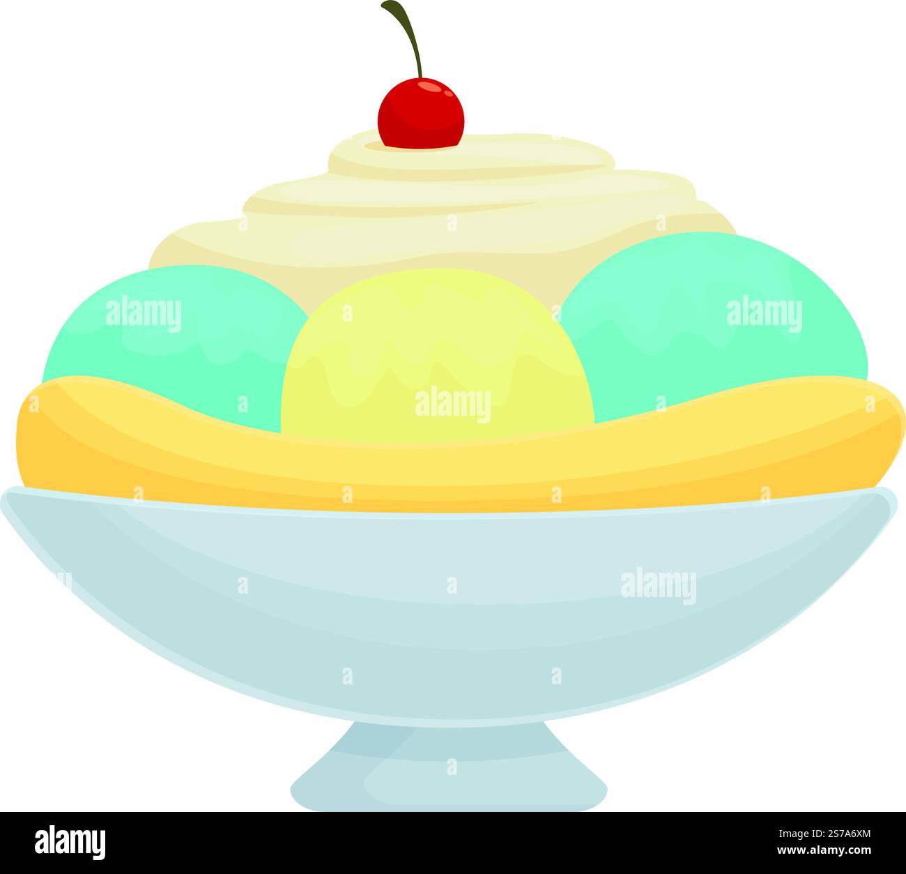 Vanilla cream banana icon cartoon vector. Cherry food. Ice dessert ...