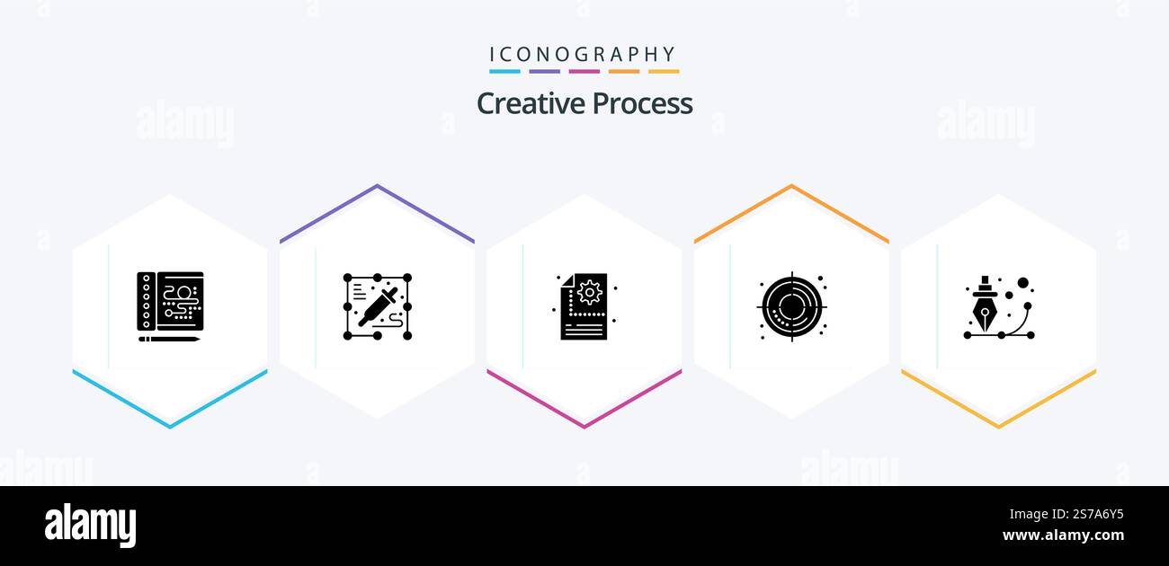 Creative Process 25 Glyph icon pack including process. graphic. gear. design. process Stock ...