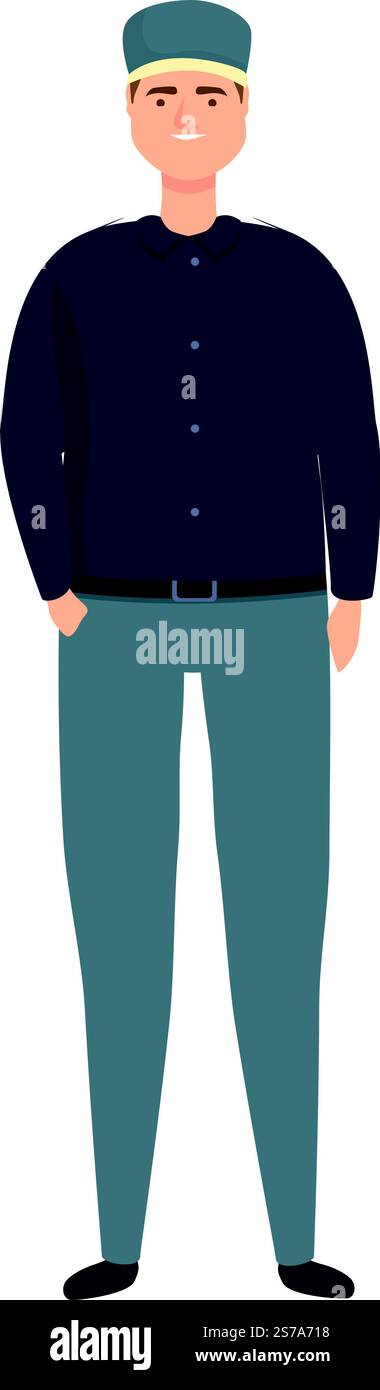 Driver man icon cartoon vector. Trucker cap. Delivery truck. Driver man ...