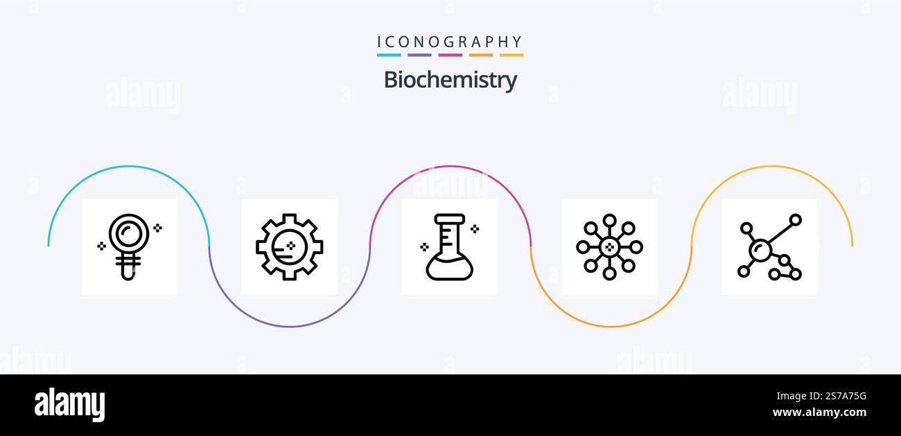 Biochemistry Line 5 Icon Pack Including dna. biochemistry. flask. atom ...