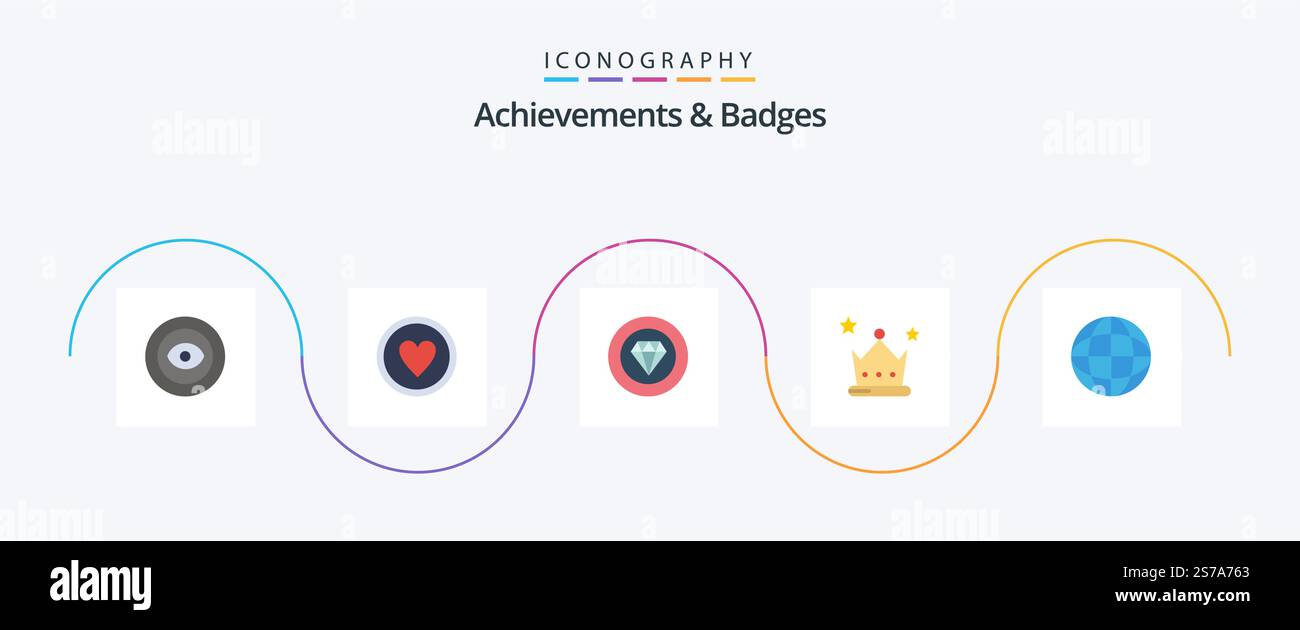 Achievements and Badges Flat 5 Icon Pack Including badge. wreath ...