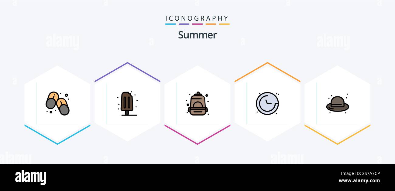 Summer 25 FilledLine icon pack including fashion. navigation. backpack ...