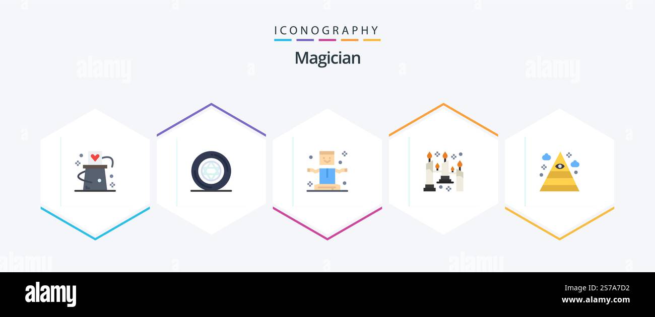 Magician 25 Flat icon pack including eye. flame. star. candles. magic ...