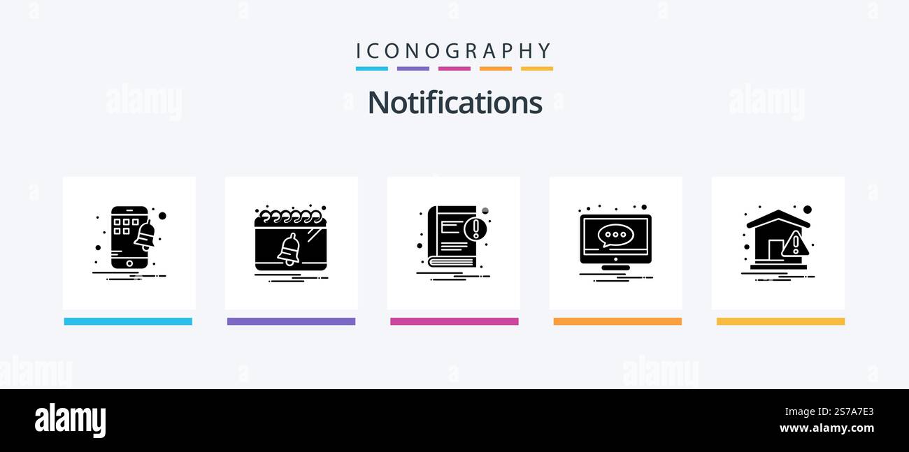 Notifications Glyph 5 Icon Pack Including notice. screen. ebook ...