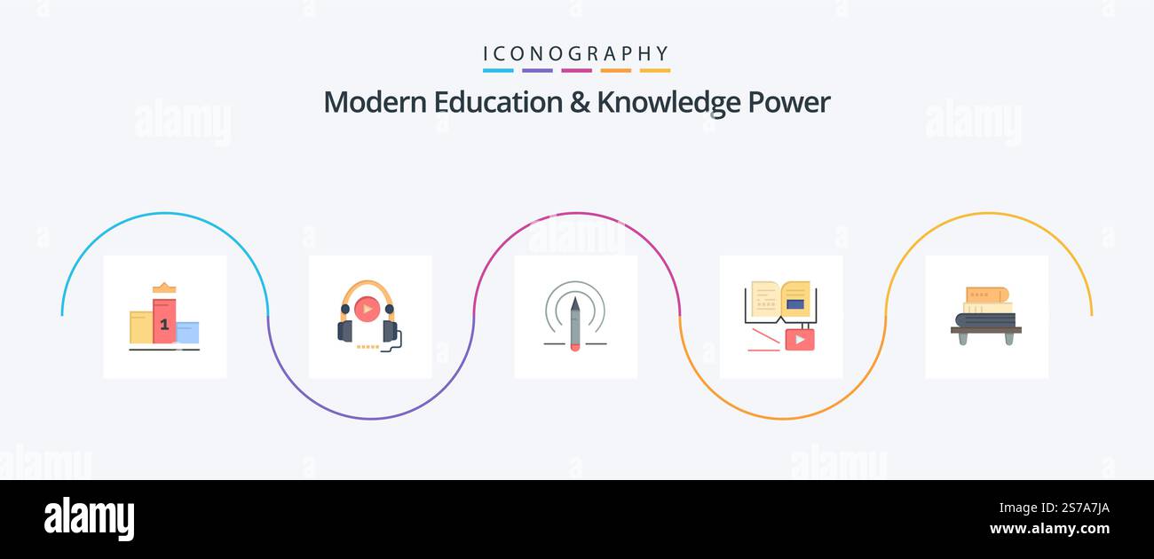 Modern Education And Knowledge Power Flat 5 Icon Pack Including ...