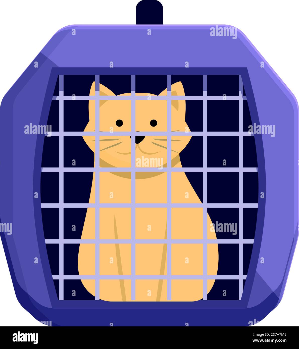 Food cat cage icon cartoon vector. Pet carrier. Open transport. Food ...