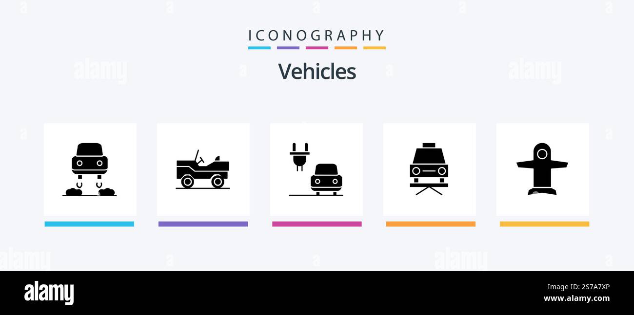 Vehicles Glyph 5 Icon Pack Including . vehicles. electric. transport ...