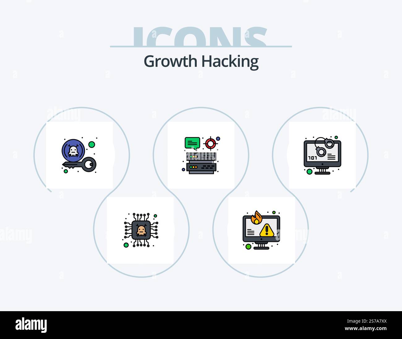 Hacking Line Filled Icon Pack 5 Icon Design. security. key. privacy. hacker. scripting Stock ...