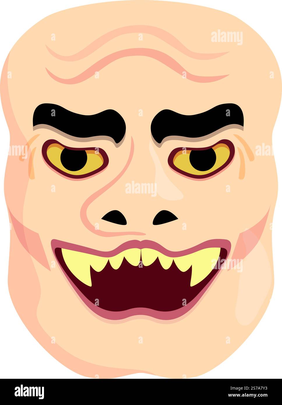 Noh japan mask icon cartoon vector. Face festival. Angry god. Noh japan ...