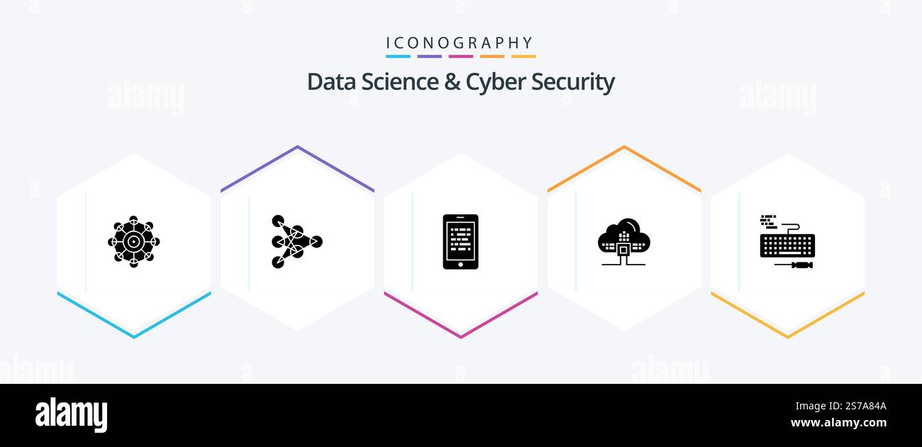 Data Science And Cyber Security 25 Glyph icon pack including key. cloud ...