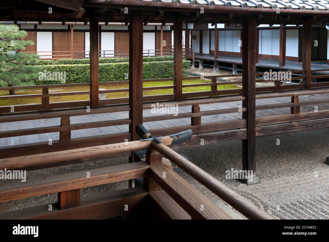 View through covered walkway of the Abbot's Quarters East Garden ...