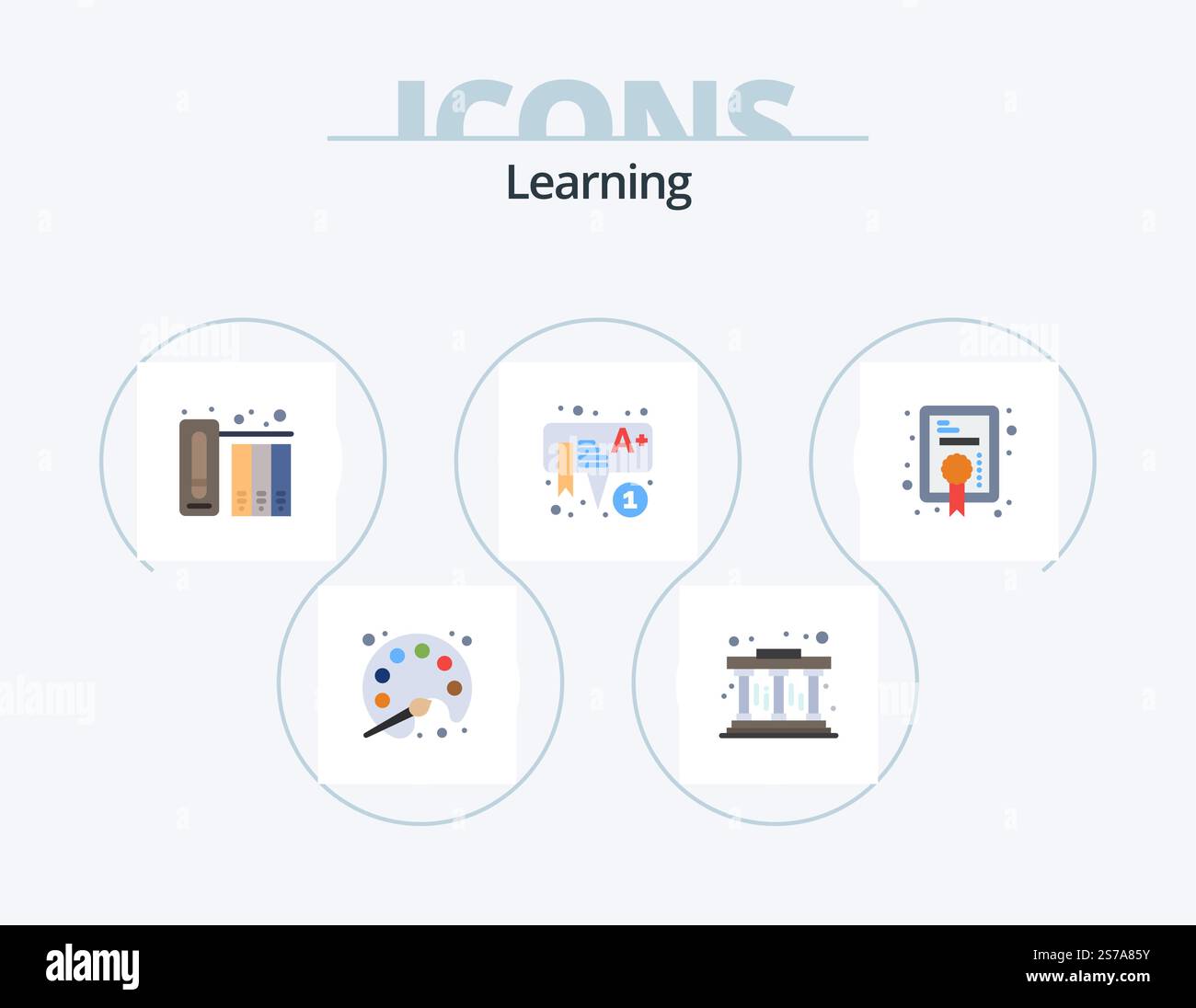Learning Flat Icon Pack 5 Icon Design. degree. diploma. archive ...