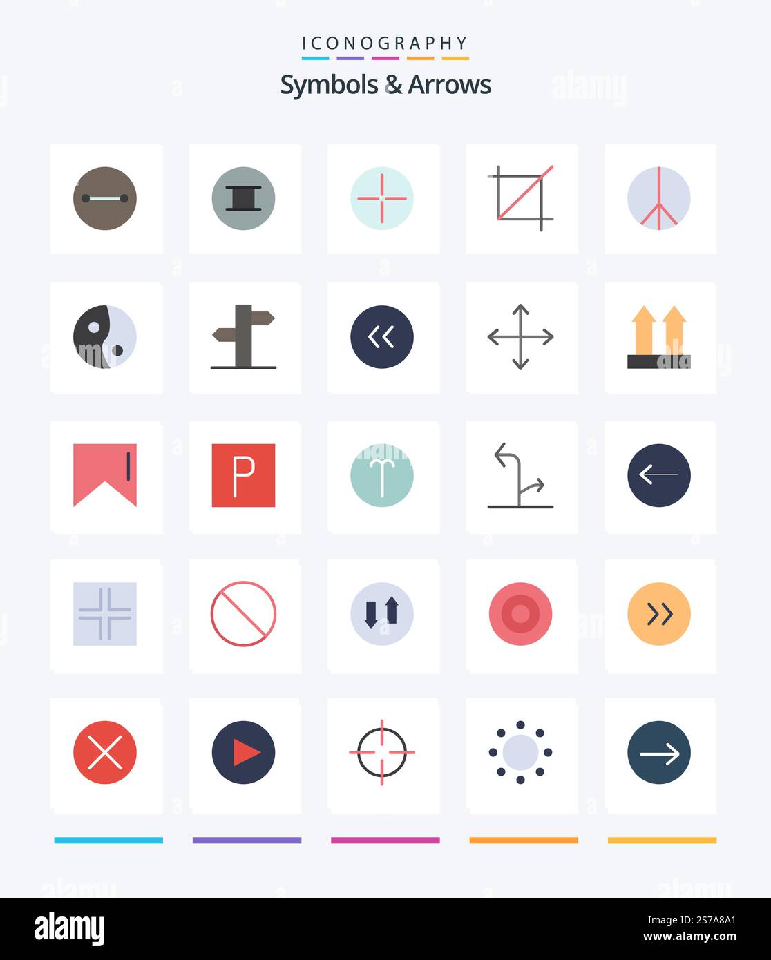 Creative Symbols & Arrows 25 Flat icon pack Such As back. signal ...