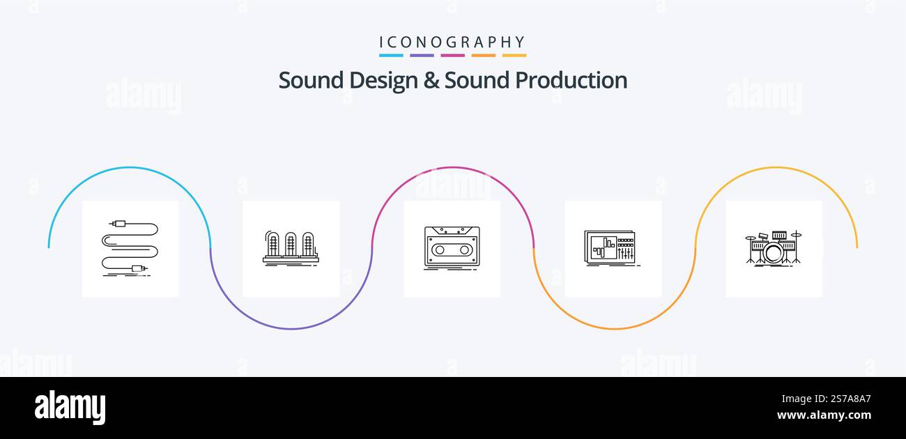 Sound Design And Sound Production Line 5 Icon Pack Including equalizer ...