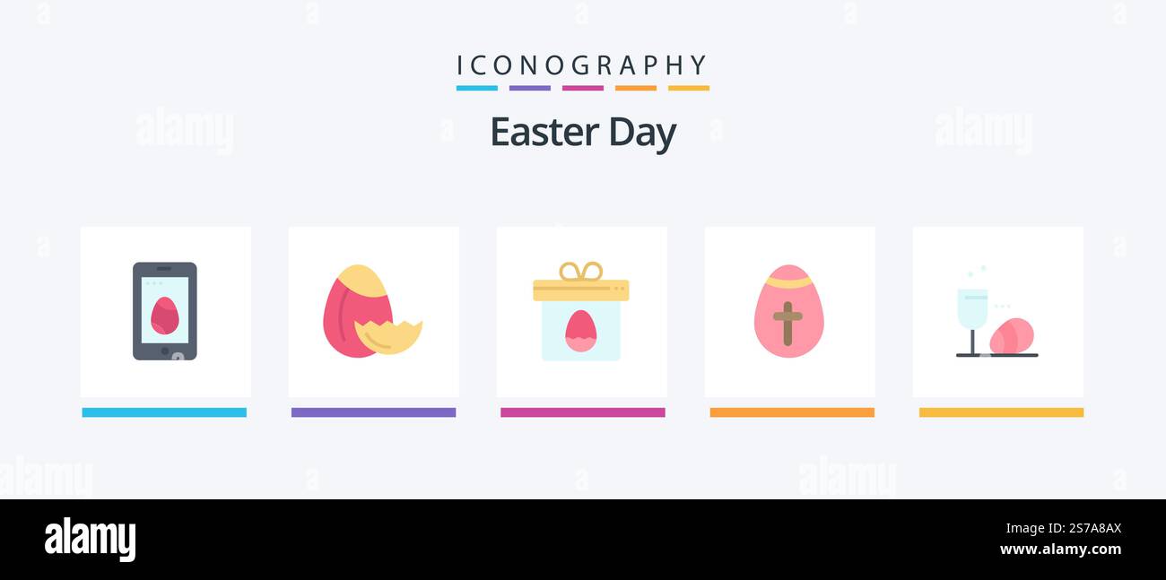 Easter Flat 5 Icon Pack Including easter. glass. box. holidays. egg. Creative Icons Design Stock ...