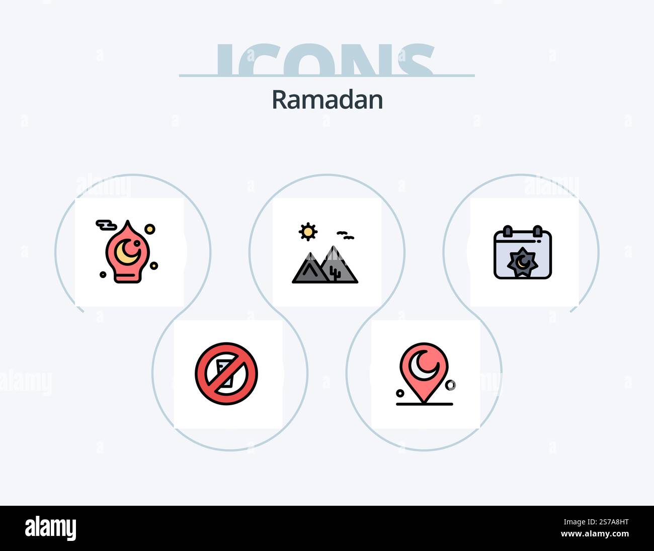 Ramadan Line Filled Icon Pack 5 Icon Design. mosque . islam . crescent ...