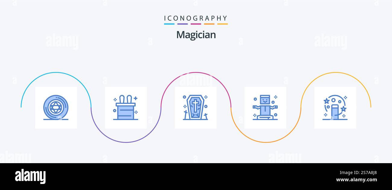 Magician Blue 5 Icon Pack Including transformation. magic wand. ghost ...