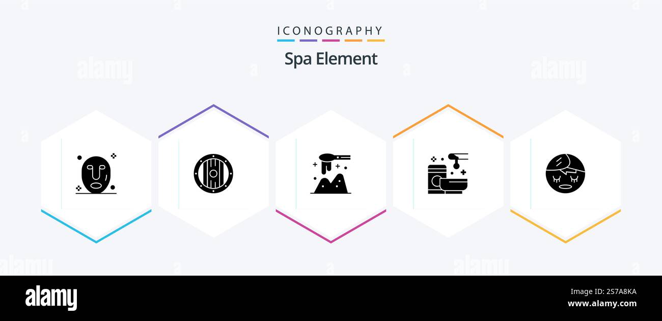 Spa Element 25 Glyph icon pack including face. web. scoop. wax. service ...
