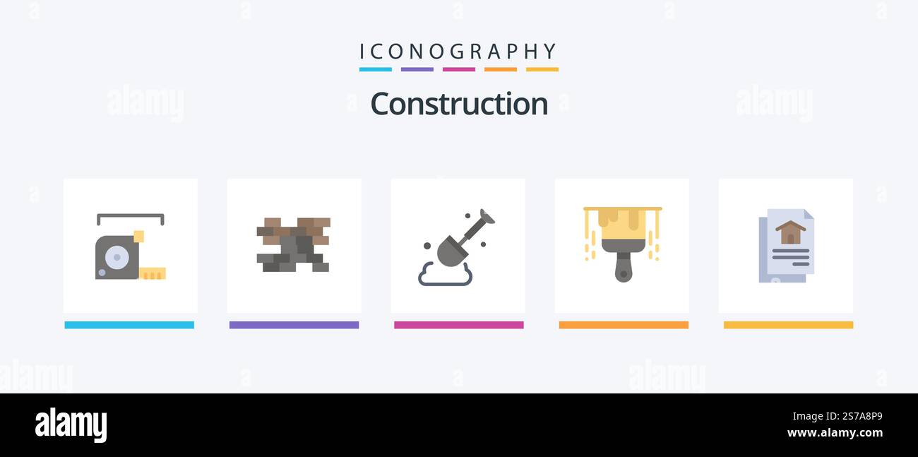 Construction Flat 5 Icon Pack Including . document. construction. file ...