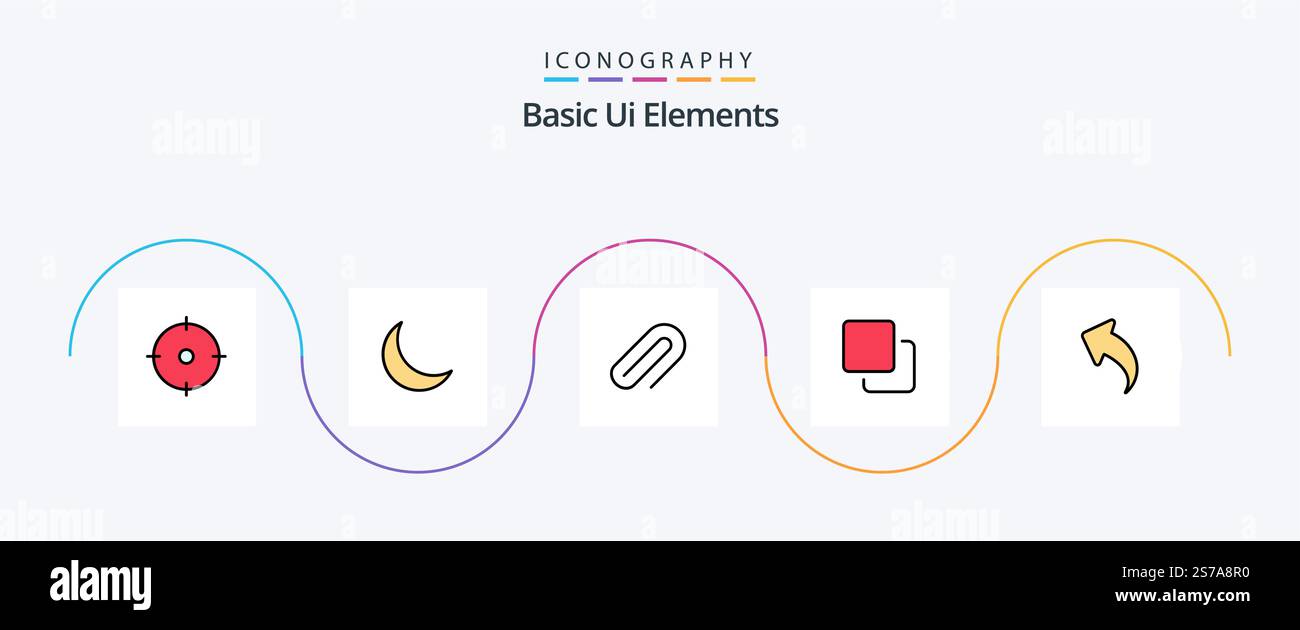 Basic Ui Elements Line Filled Flat 5 Icon Pack Including left. stack ...