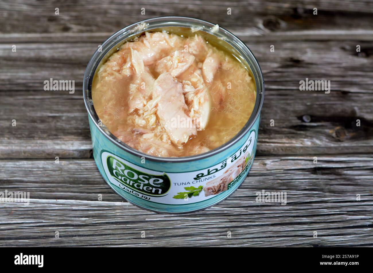 Cairo, Egypt January 2 2025: Rose Garden Tuna Chunks in vegetable oil ...