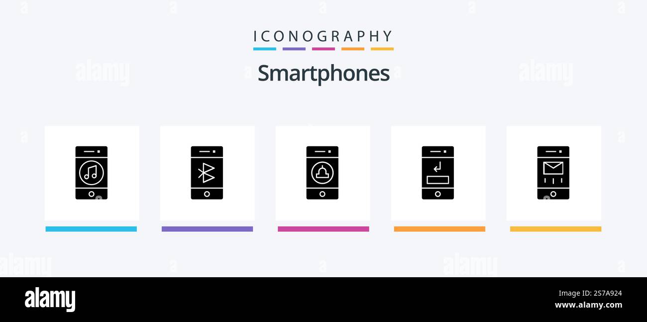 Smartphones Glyph 5 Icon Pack Including phone. call. mobile. arrows ...