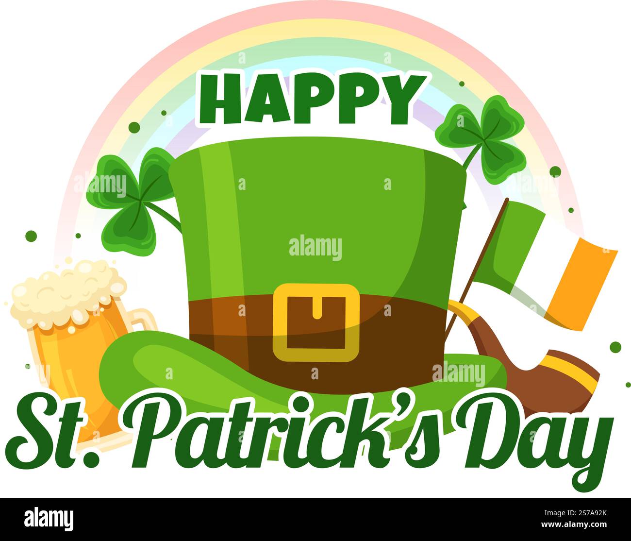 Happy St Patricks Day Illustration with Golden Coins, Green Hat, Beer ...