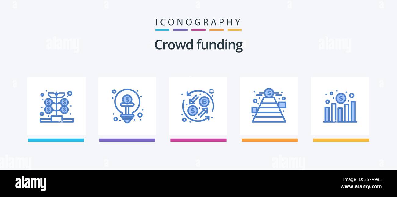 Crowdfunding Blue 5 Icon Pack Including chart. goal. idea. fundraising ...