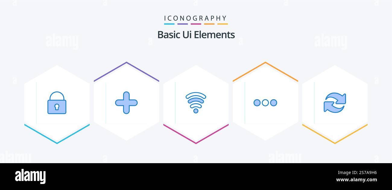 Basic Ui Elements 25 Blue icon pack including rotate. refresh. wifi. sign. chating Stock Vector ...
