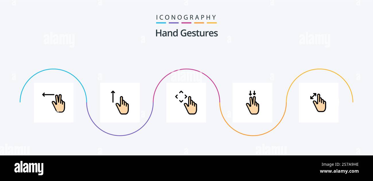 Hand Gestures Line Filled Flat 5 Icon Pack Including gestures. down ...