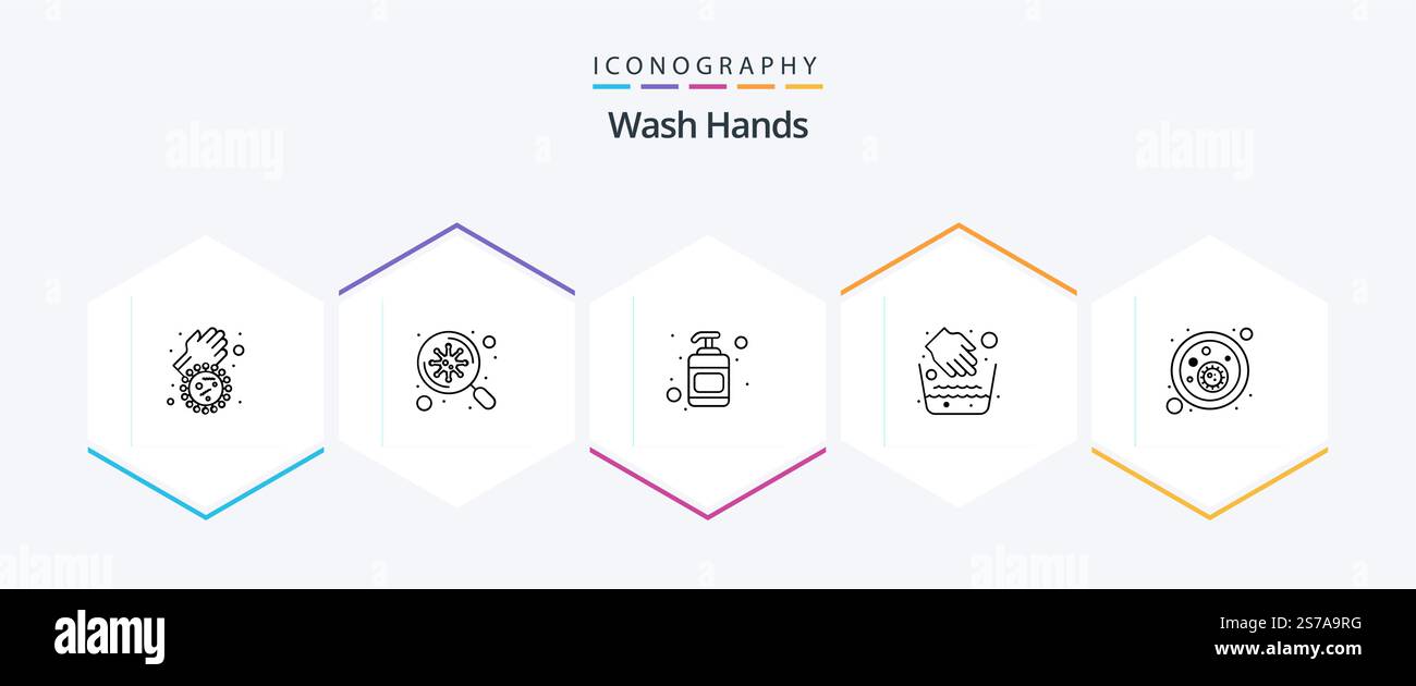 Wash Hands 25 Line icon pack including covid. blood bacteria. lotion ...