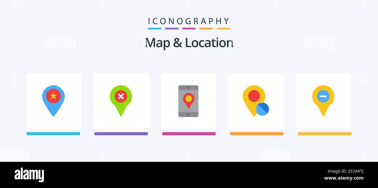 Map and Location Flat 5 Icon Pack Including medical. marker. map. map ...