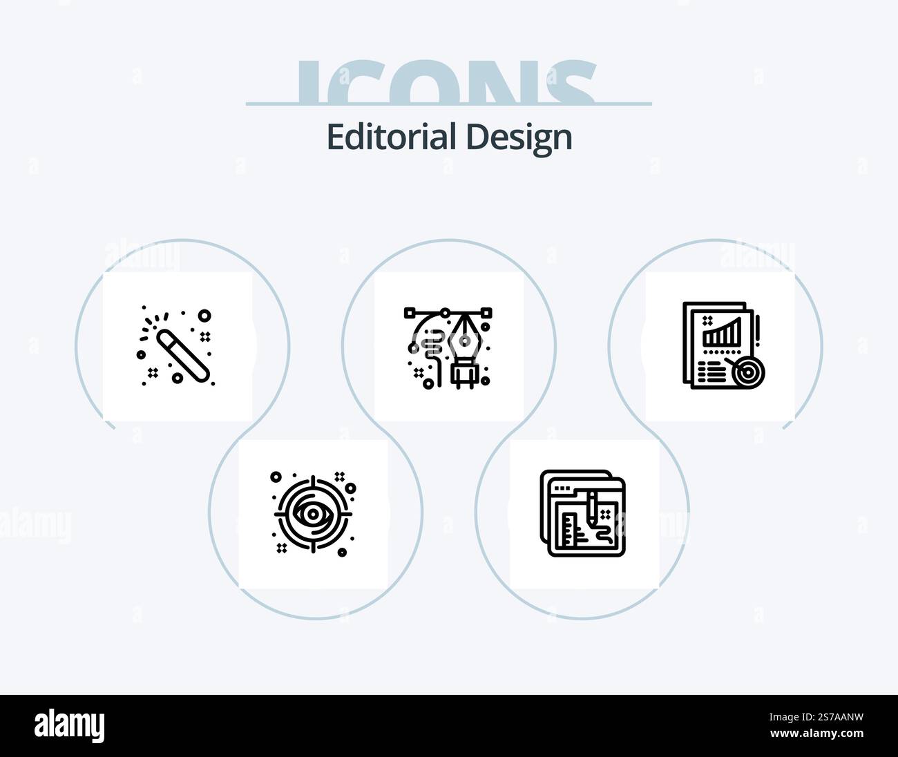 Editorial Design Line Icon Pack 5 Icon Design. creative. photos. document. images. design Stock ...