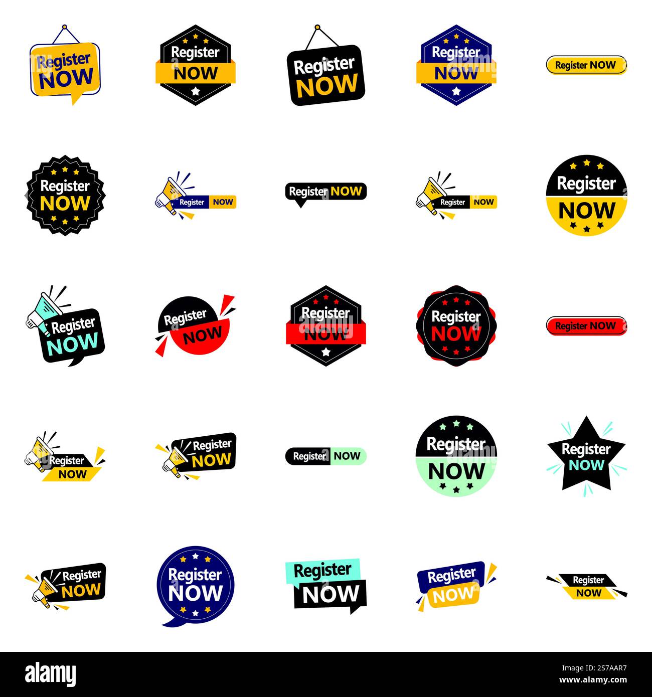 Register Now 25 Versatile Typographic Designs Stock Vector Image & Art ...