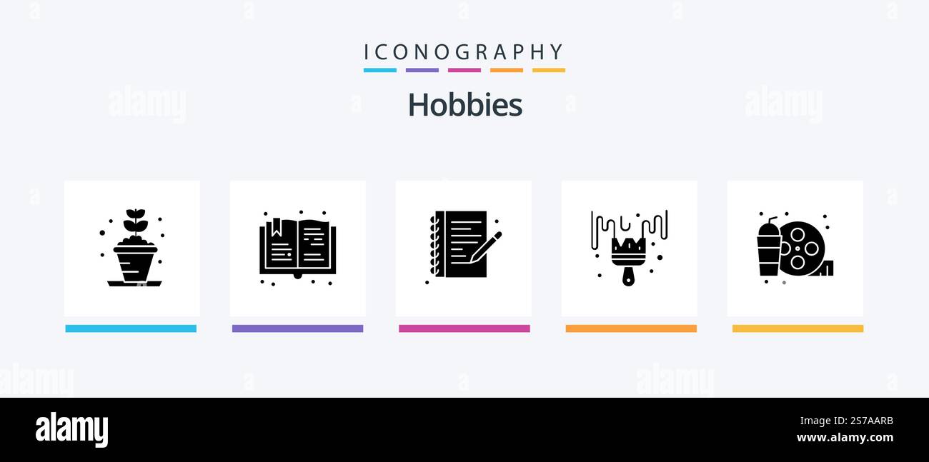 Hobbies Glyph 5 Icon Pack Including drink. hobby. hobbies. hobbies ...