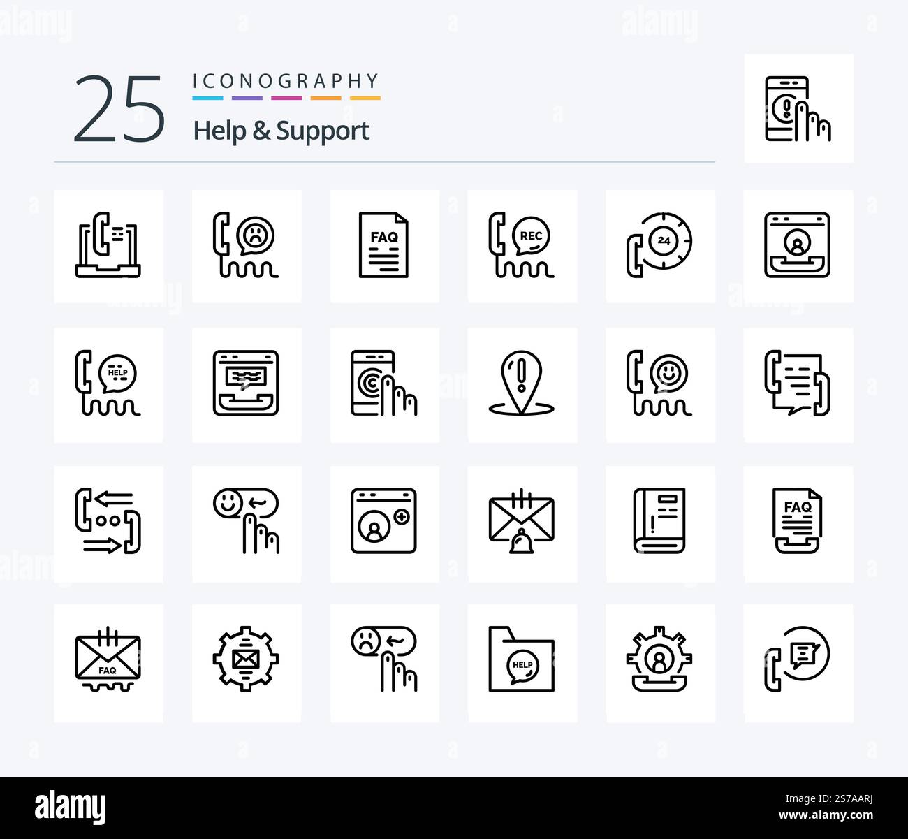 Help And Support 25 Line icon pack including communication. call. phone ...