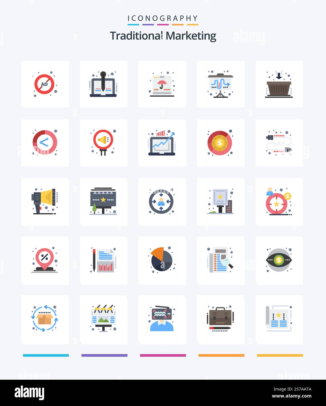 Creative Traditional Marketing 25 Flat icon pack Such As strategy ...