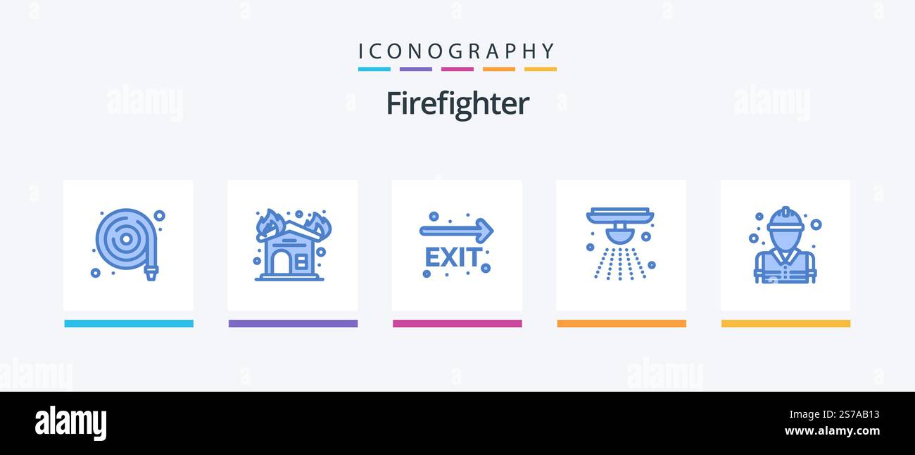 Firefighter Blue 5 Icon Pack Including fire. fire. exit. bell. alarm ...