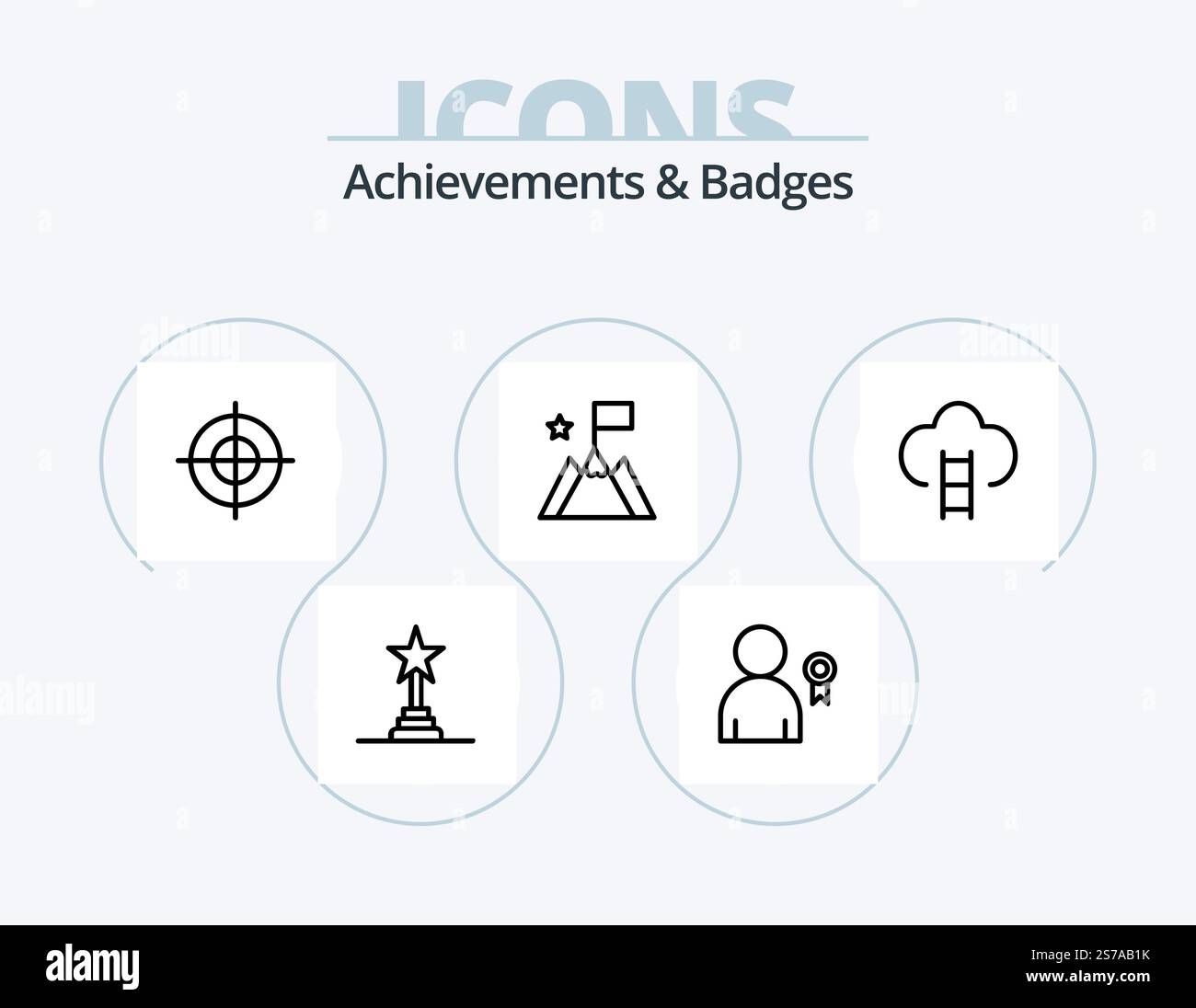Achievements and Badges Line Icon Pack 5 Icon Design. award. place ...