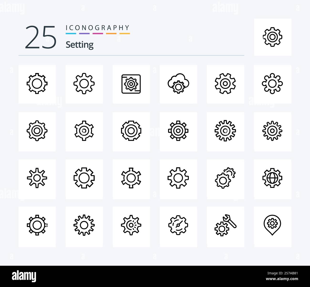 Setting 25 Line icon pack including general. cogs. cloud-settings ...