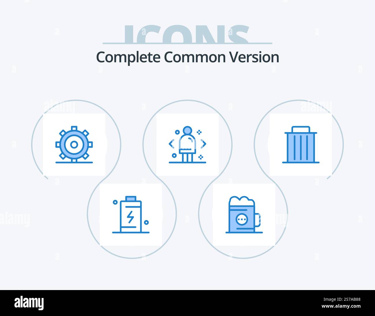 Complete Common Version Blue Icon Pack 5 Icon Design. direction ...