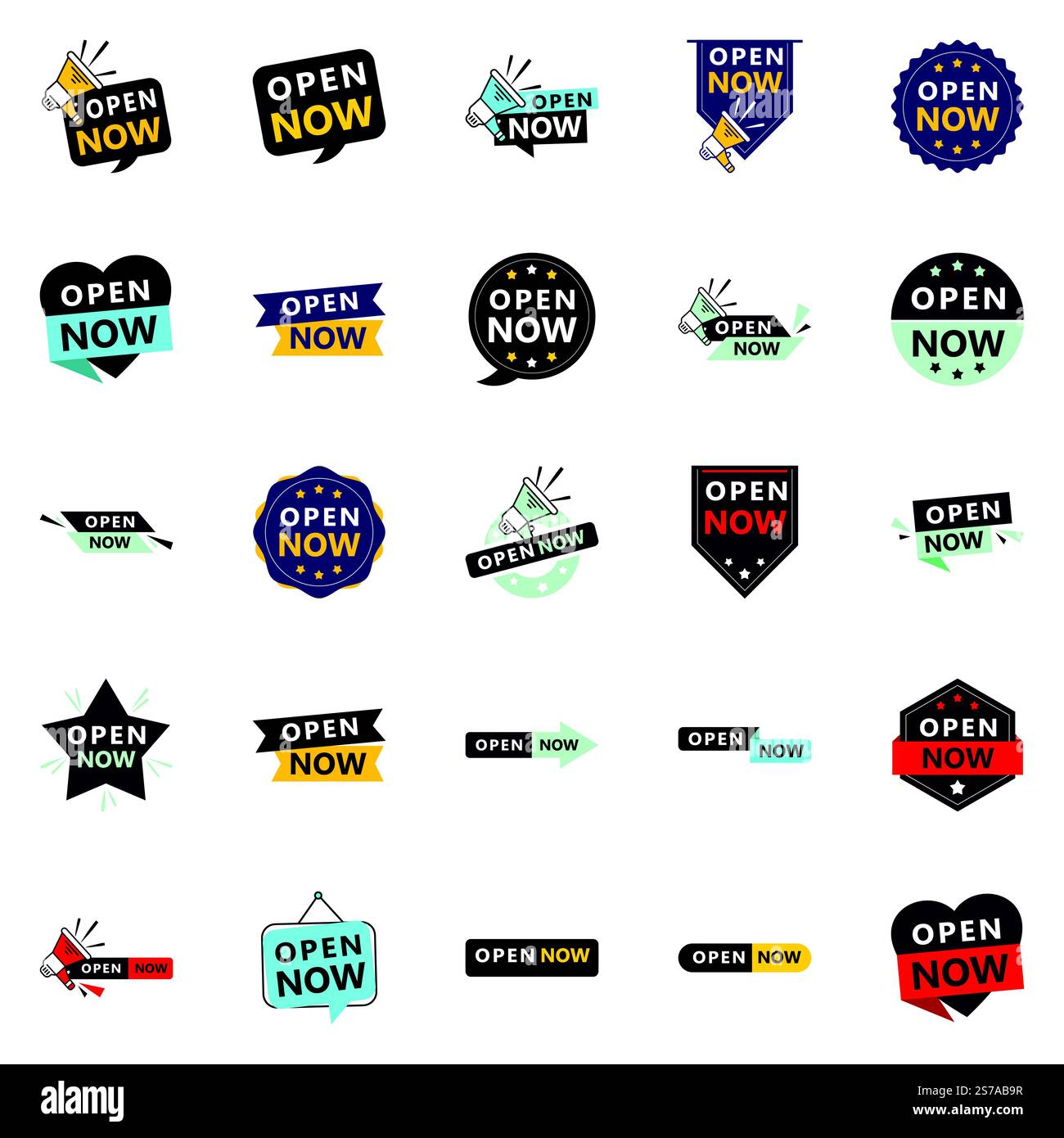 Open Now Sign Pack 25 Customizable Designs Stock Vector Image & Art - Alamy