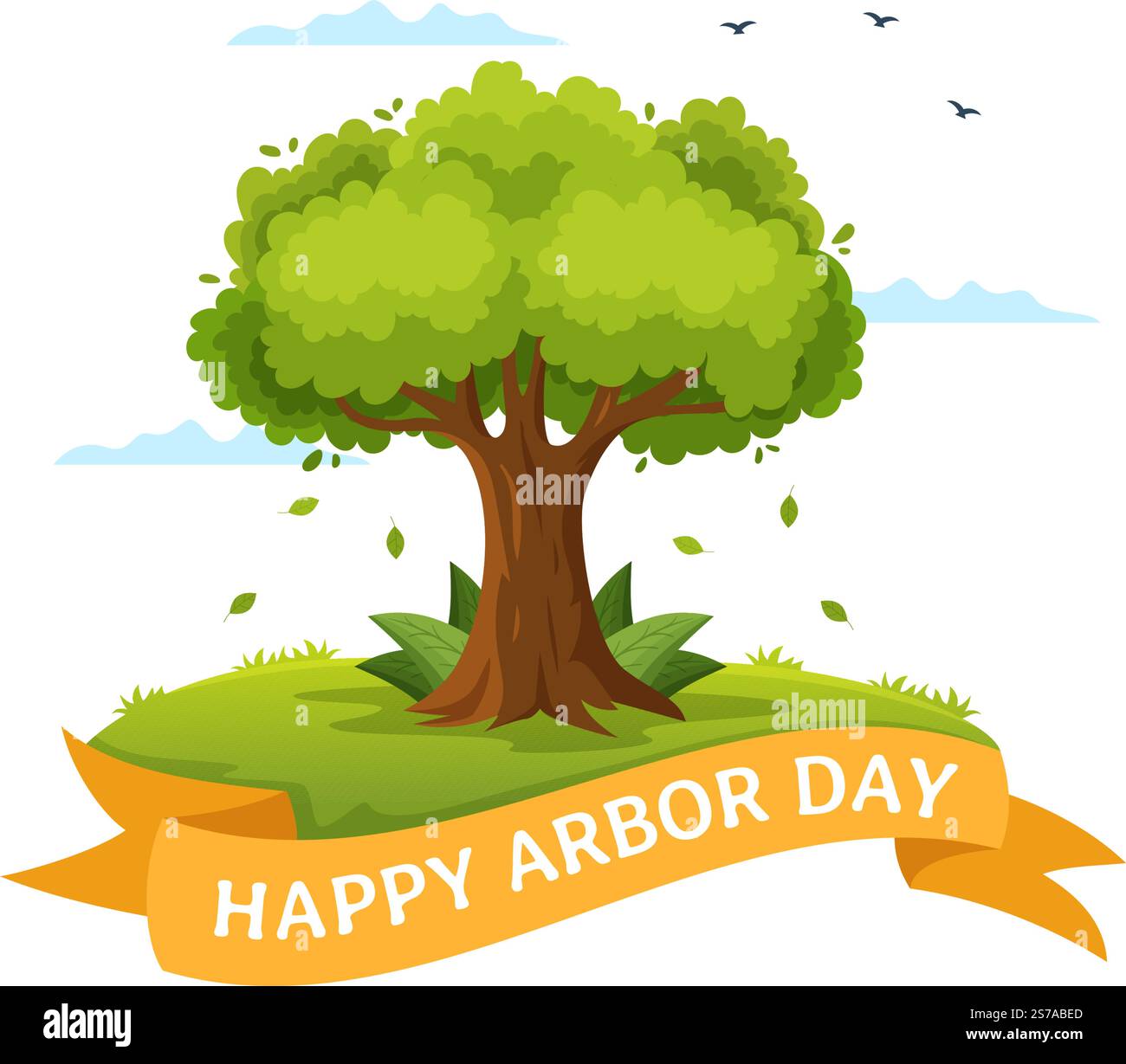 Happy Arbor Day on April 28 Illustration with Green Tree, Garden Tools ...